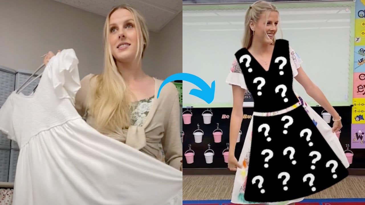 Kindergarten Teacher Lets First Ever Class Draw on Her Dress to ...