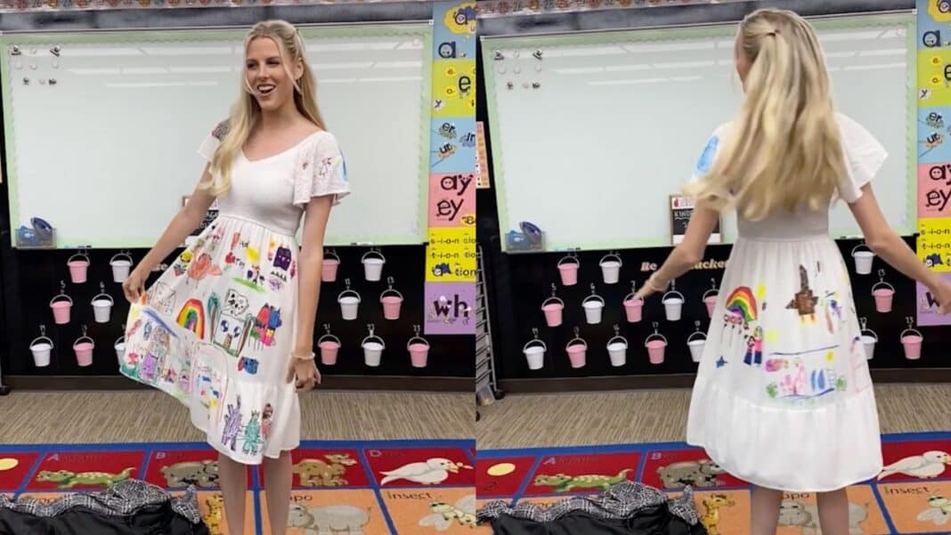 Kindergarten Teacher Lets First Ever Class Draw on Her Dress to ...