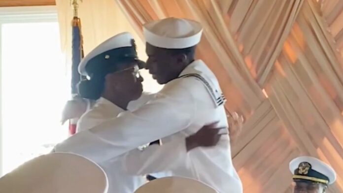 Mother and Son Share Tearful Embrace as Navy Mom Retires After 30 Years ...